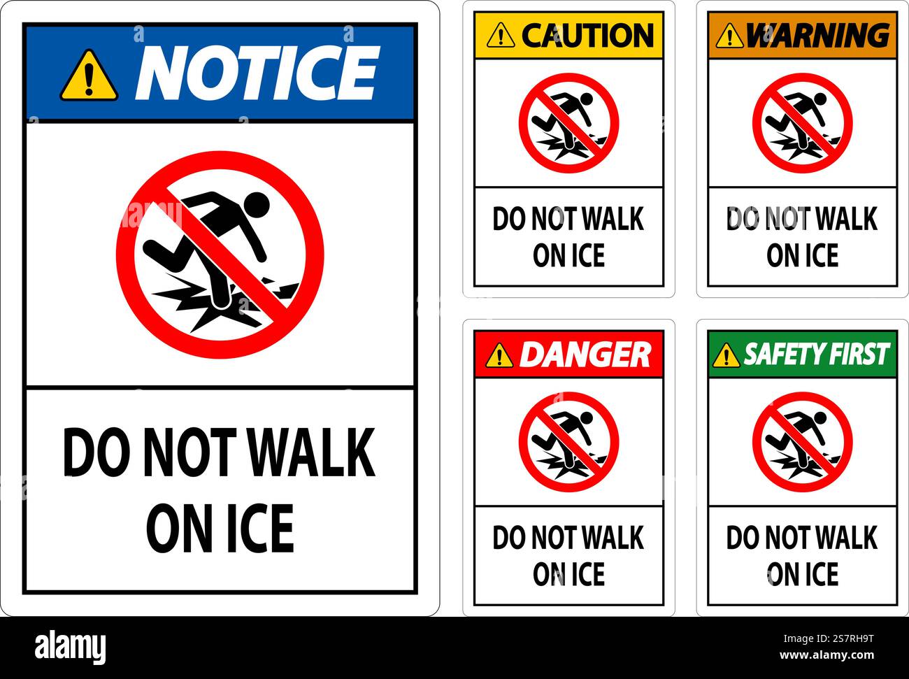 Danger Sign Do Not Walk On Ice Stock Vector Image & Art - Alamy