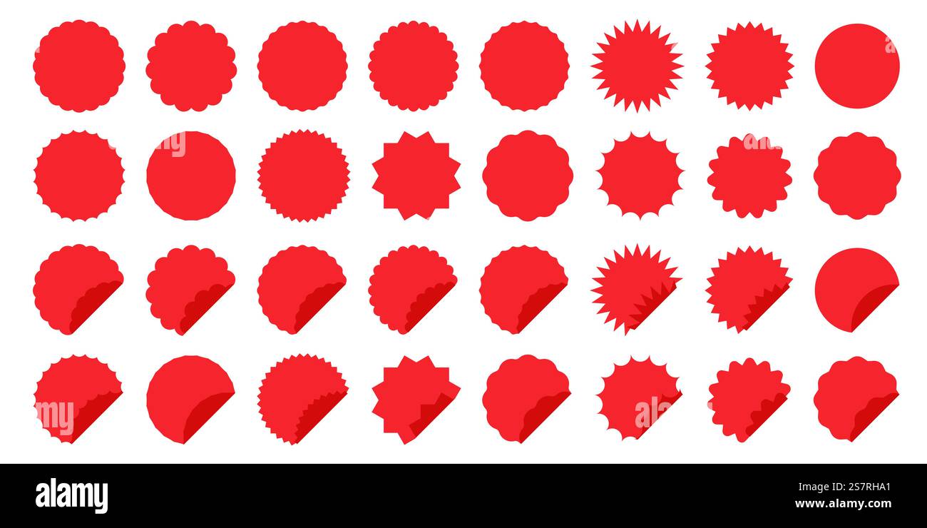 Red sticker label collection for sale, promotion. Blank sticker badge ...