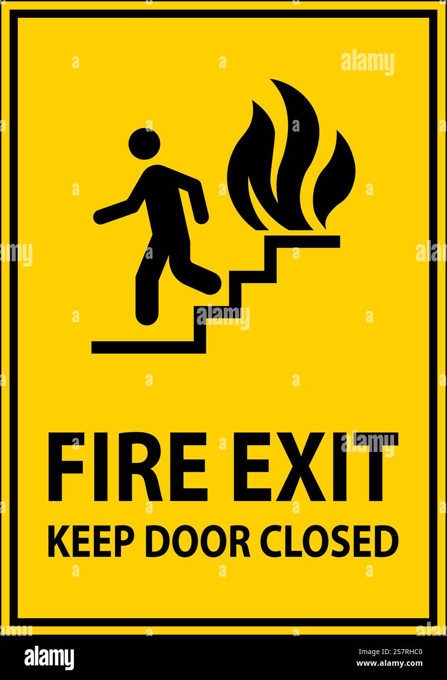 Warning Sign Fire Exit Keep Door Closed Stock Vector Image & Art - Alamy