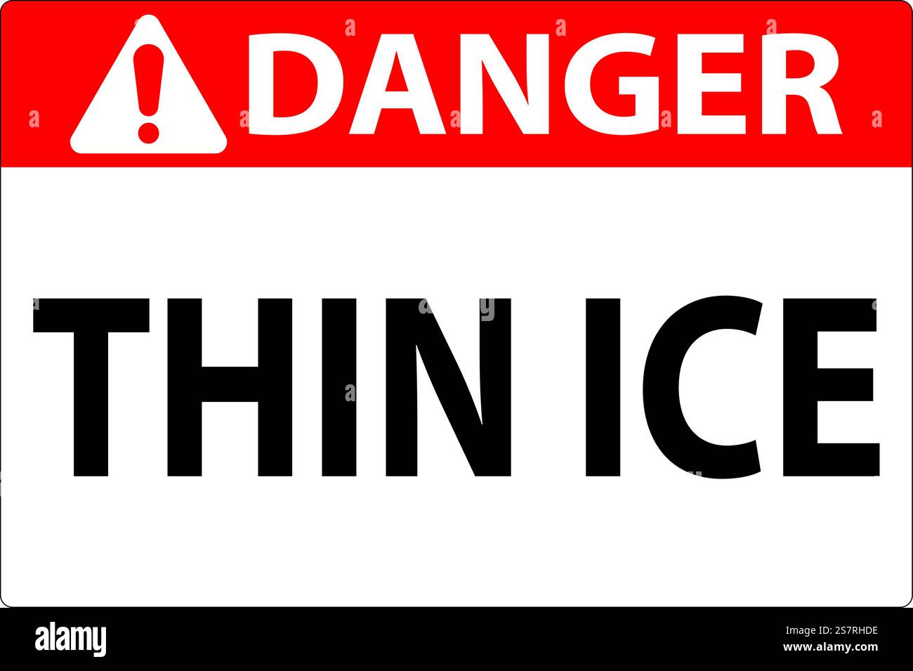 Danger Sign, Warning Thin Ice Sign Stock Vector Image & Art - Alamy