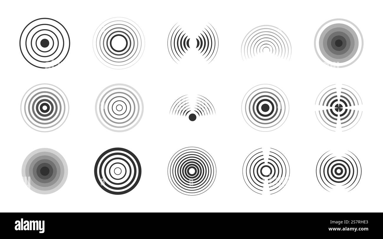 Circle signal sound wave collection. Set of noise wave icons Stock ...
