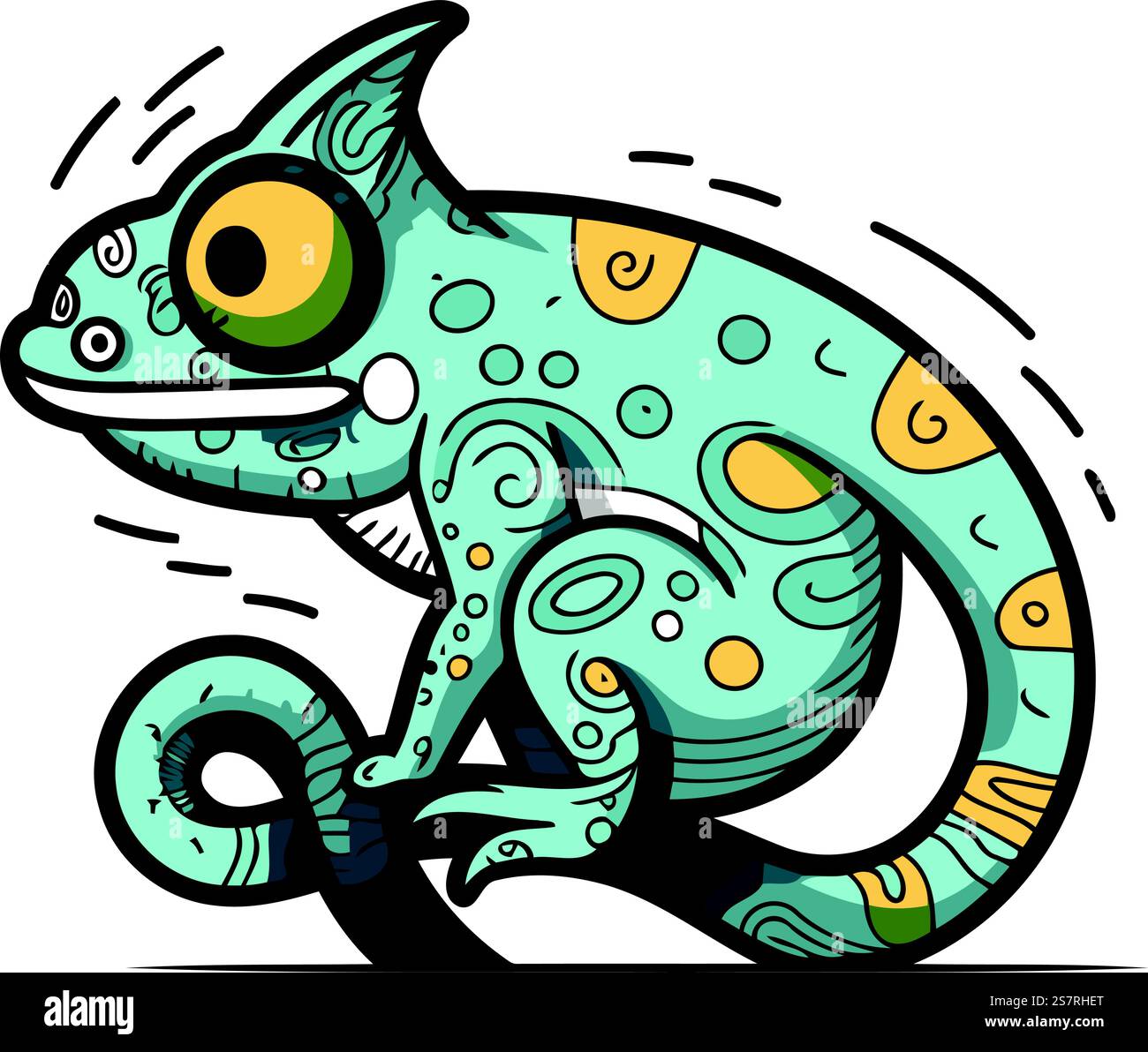 Cartoon chameleon isolated on white background. Vector illustration ...