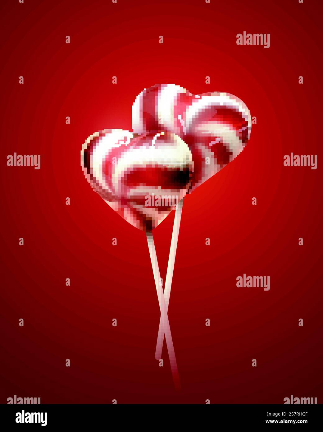 Heart shape lollipops. Vector 3d illustration of sweets. Sugar candies ...