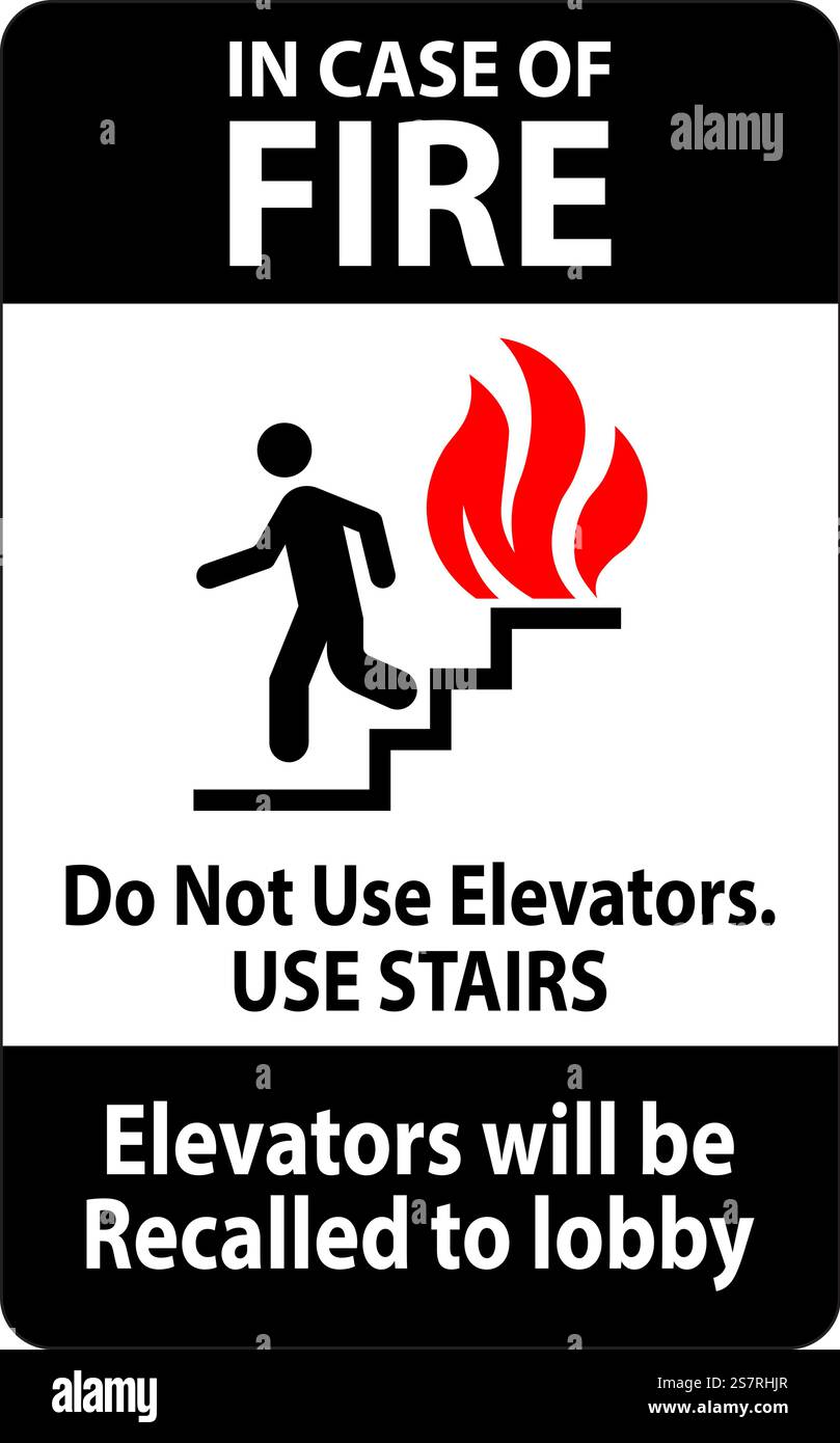 In Case Of Fire Sign Do Not Use Elevators. Use Stairs, Elevators Will ...