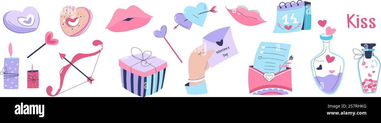 Romantic Symbols And Valentine Objects Stock Vector Image & Art - Alamy