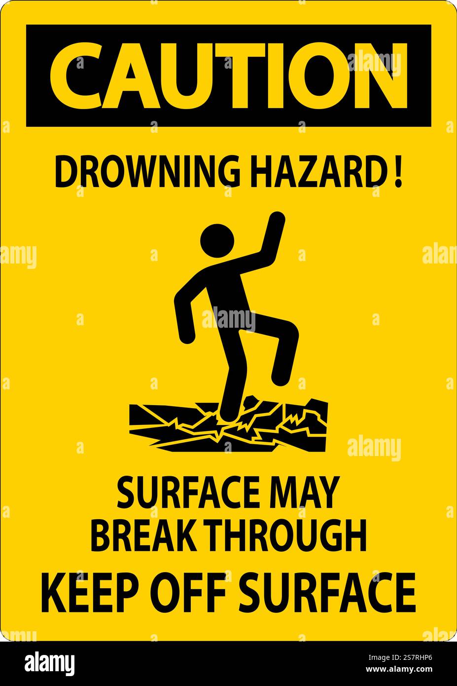 Warning Sign Drowning Hazard - Surface May Break Through, Keep Off ...