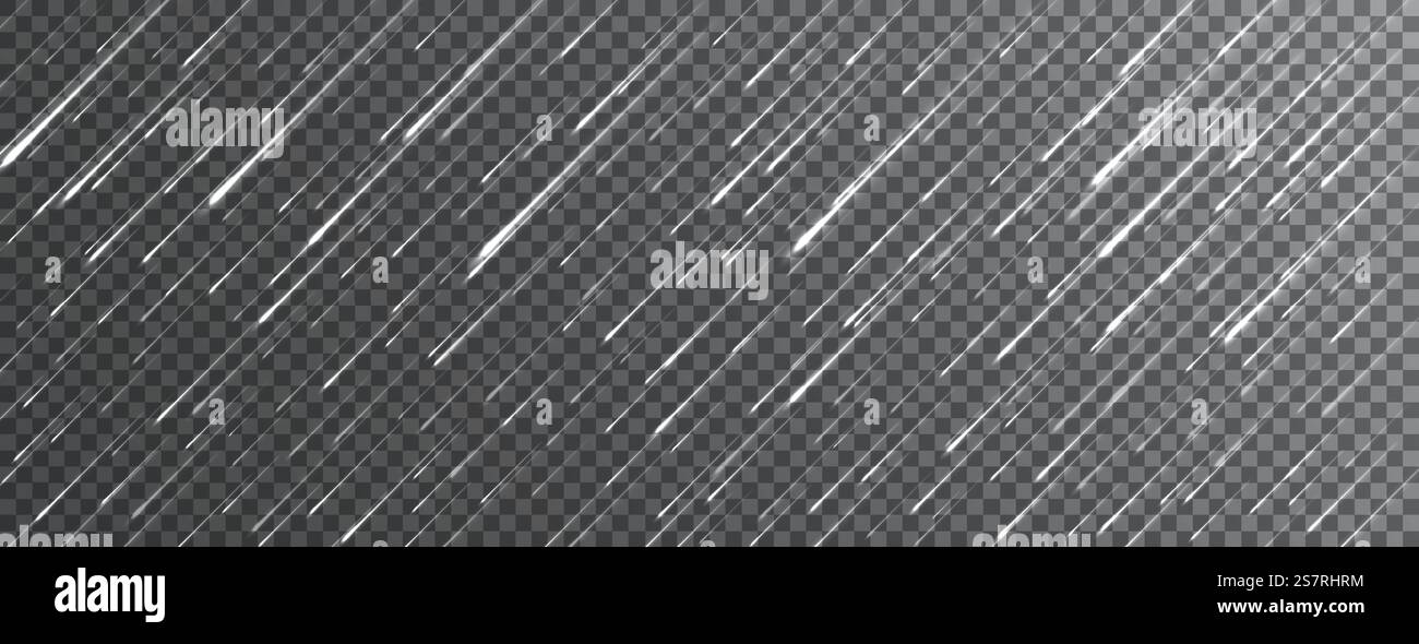 Rain drops realistic on transparent background. Nature rainfall. Vector illustration template ...