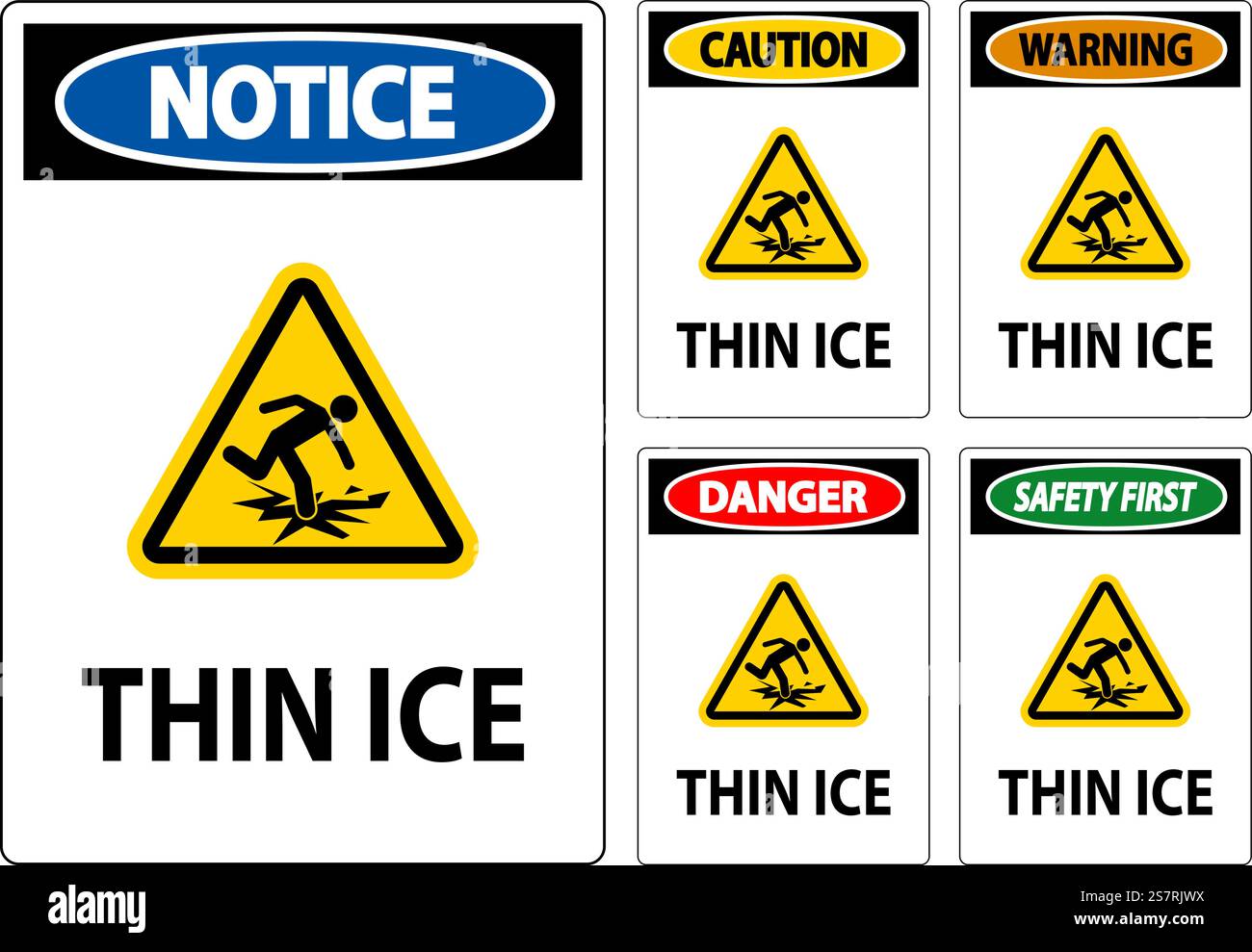 Water Safety Sign Danger - Thin Ice Stock Vector Image & Art - Alamy
