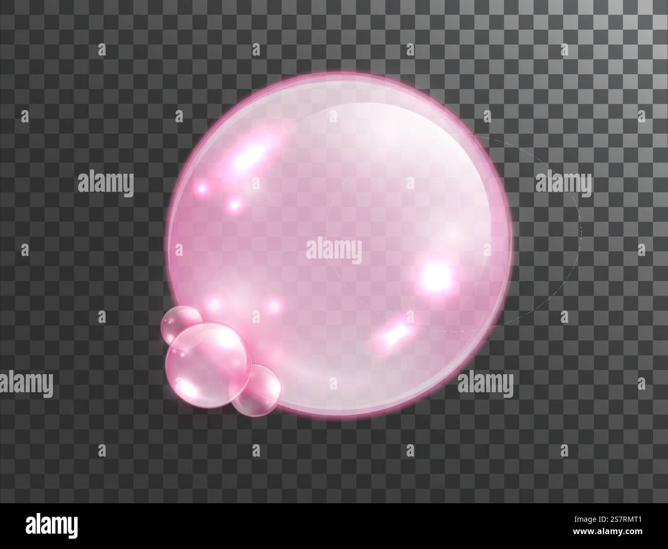 Pink collagen bubble isolated on transparent background. Vector ...