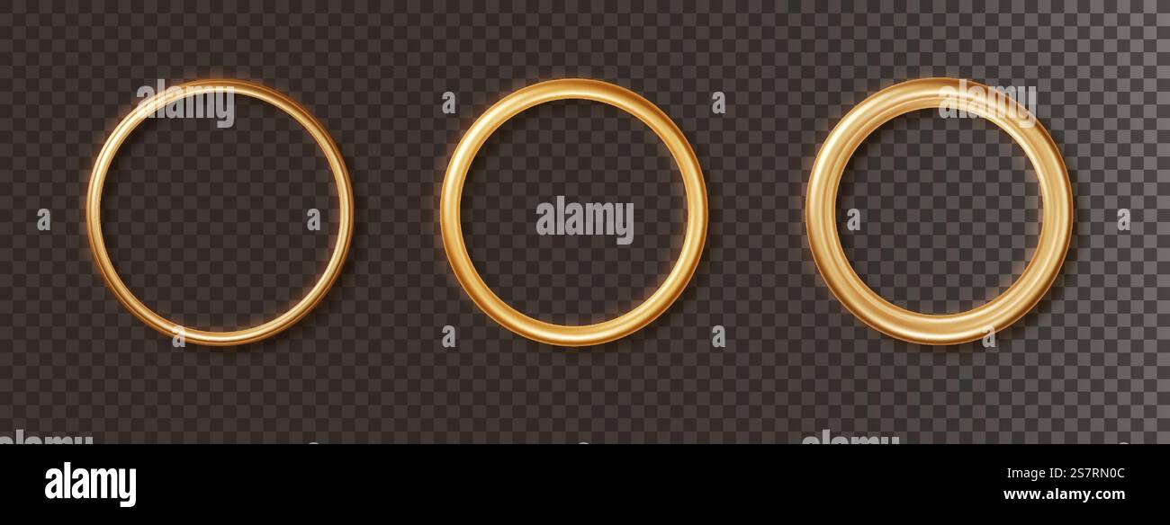 Golden luxury realistic framework. Set of expensive realistic round ...