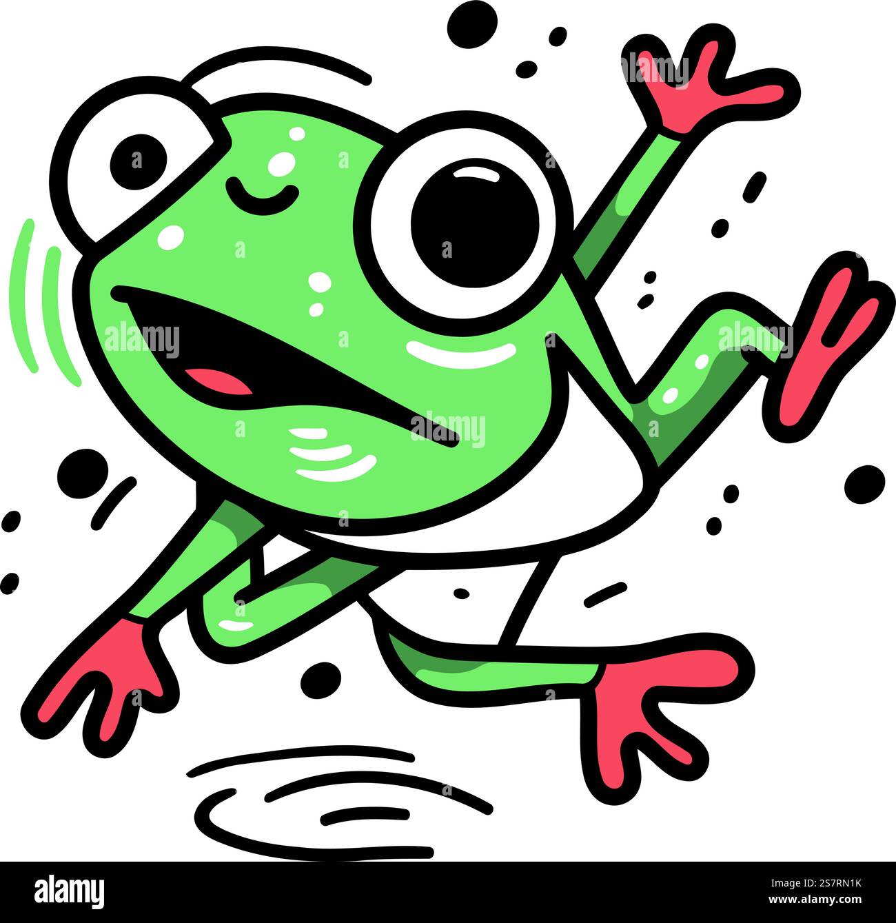 Frog jumping. Vector illustration. Isolated on white background Stock ...