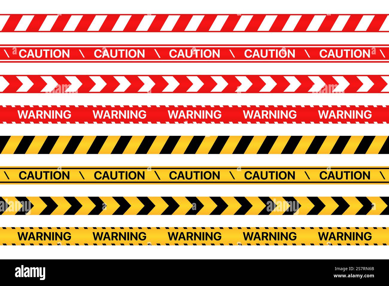 Set of warning, caution tapes in yellow and red colors Stock Vector ...