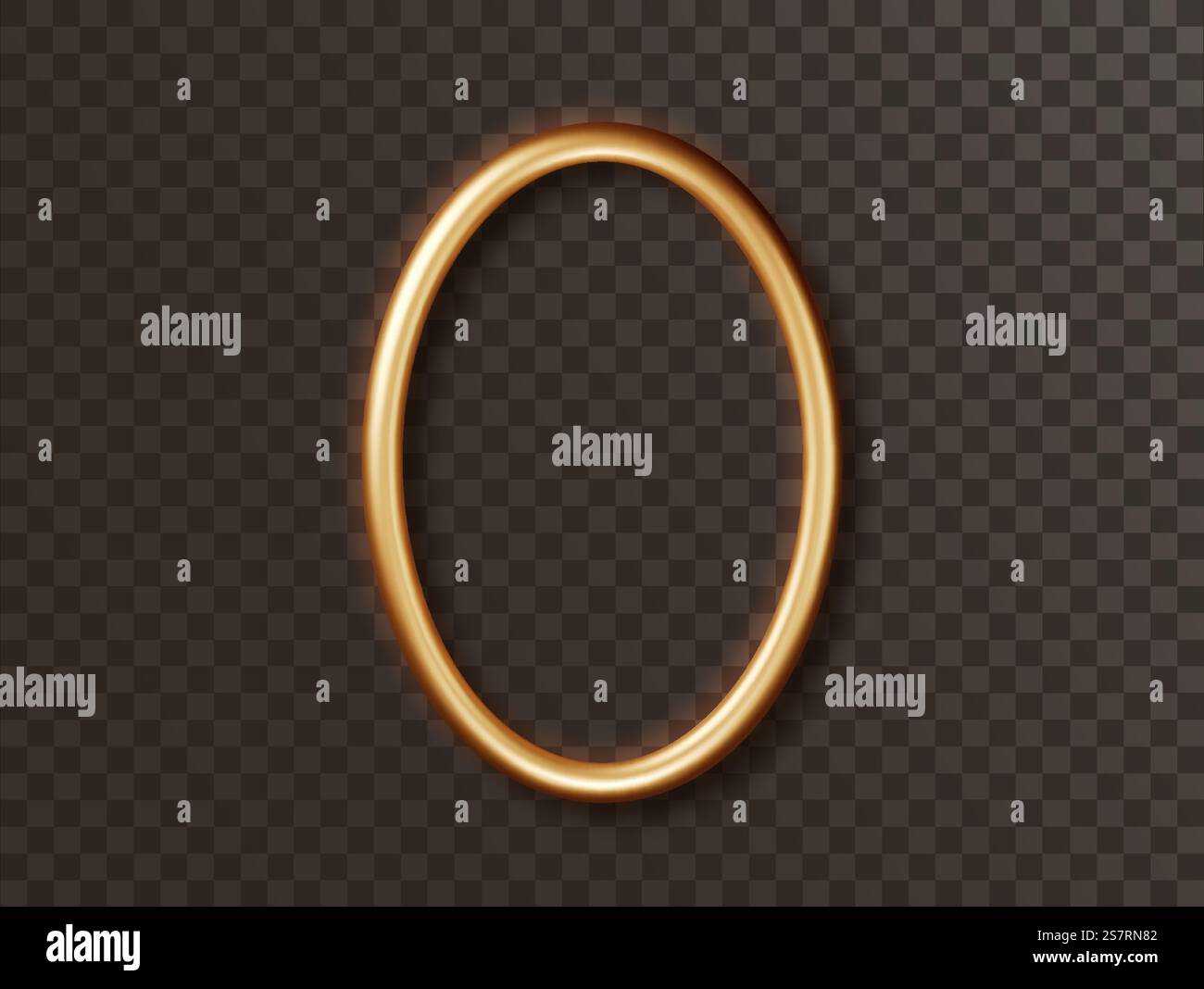 Gold oval frame. Gold metal banner with luxury round shape with an ...