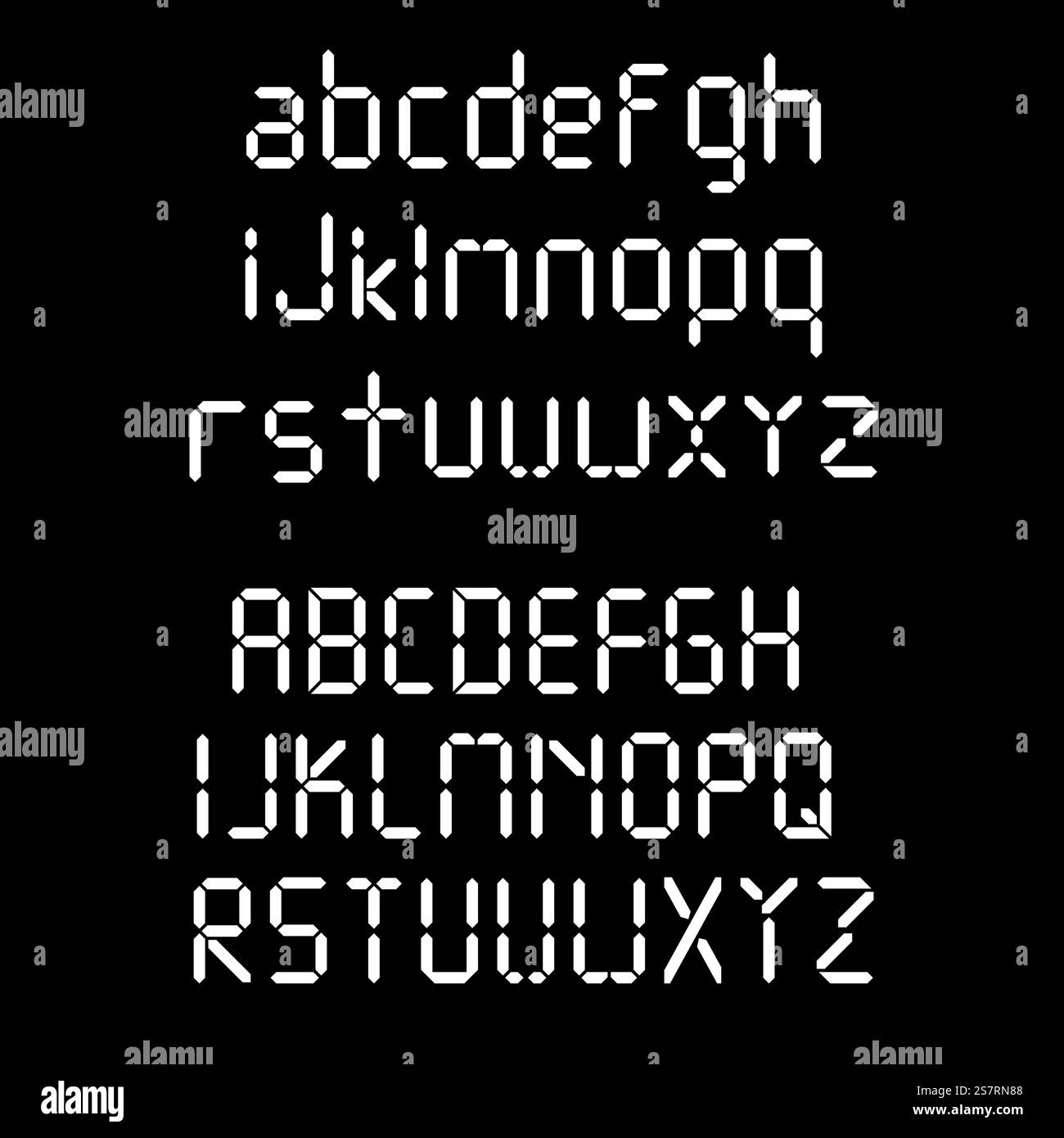Digital font. Alarm clock letters. Numbers and letters set for a ...