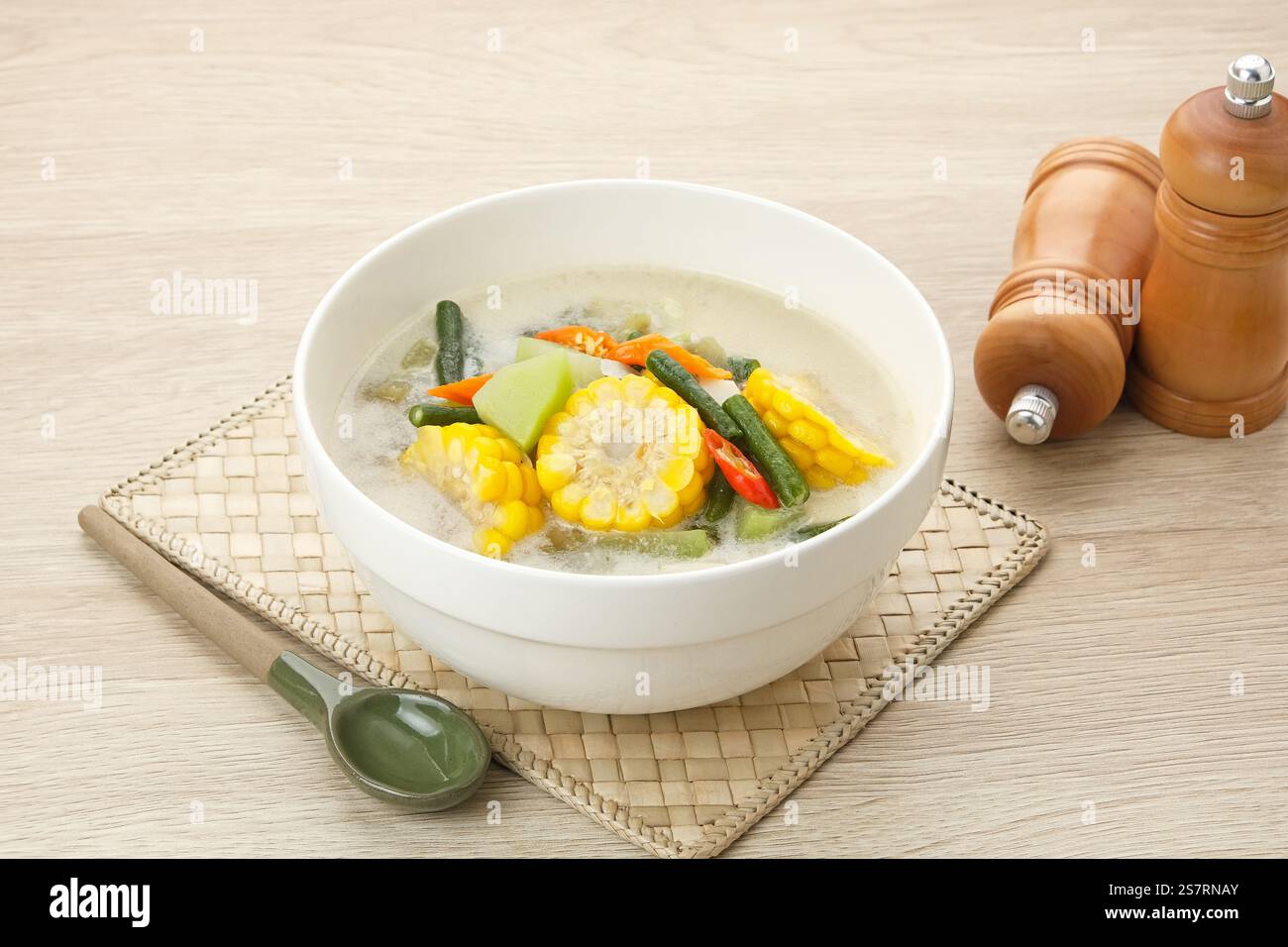 Sayur Lodeh, Indonesian traditional food. Made from corn, chayote, long ...