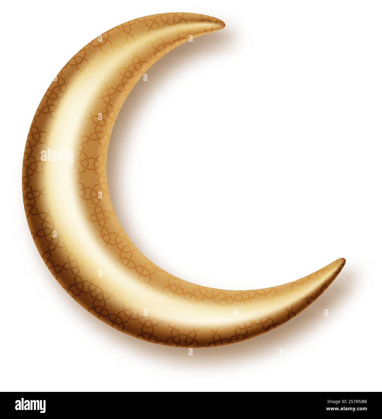 Crescent Islamic for Ramadan Kareem realistick design element isolated. Gold 3d moon icon of ...