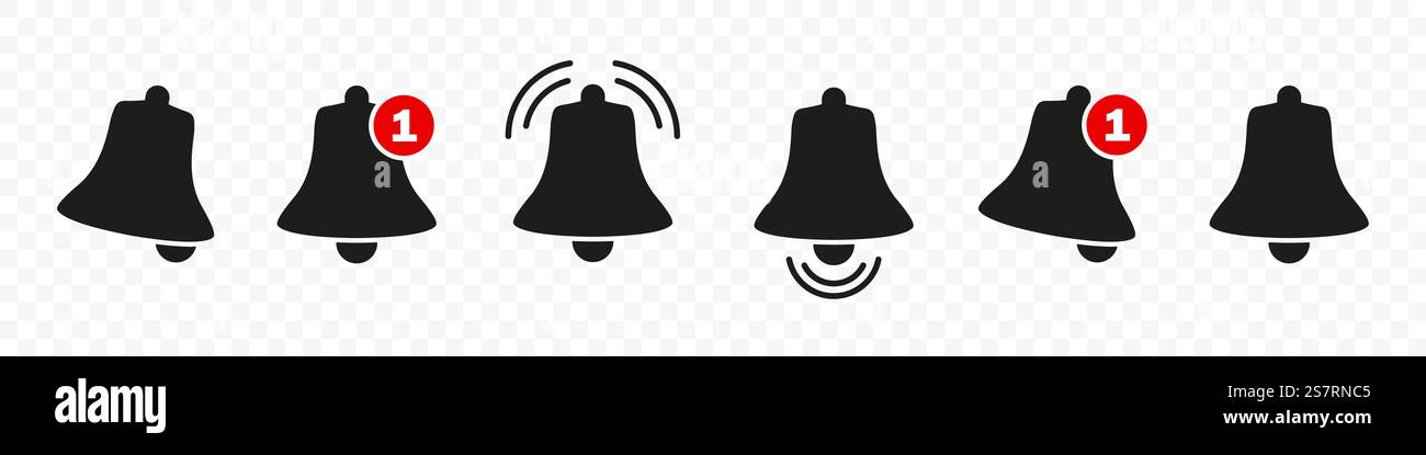 Set of black notification bell icons. Reminder bell icon collection ...