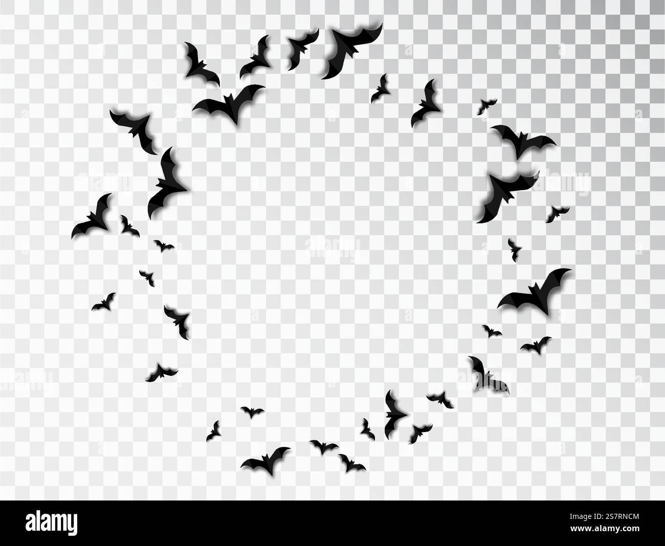 Black silhouette of flock of bats. Halloween traditional design element ...