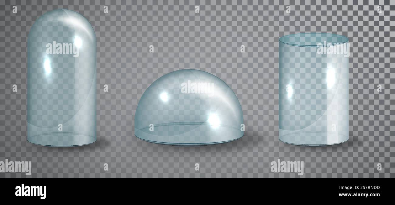 Glass dome set isolated on transparent background. Realistic 3d ...