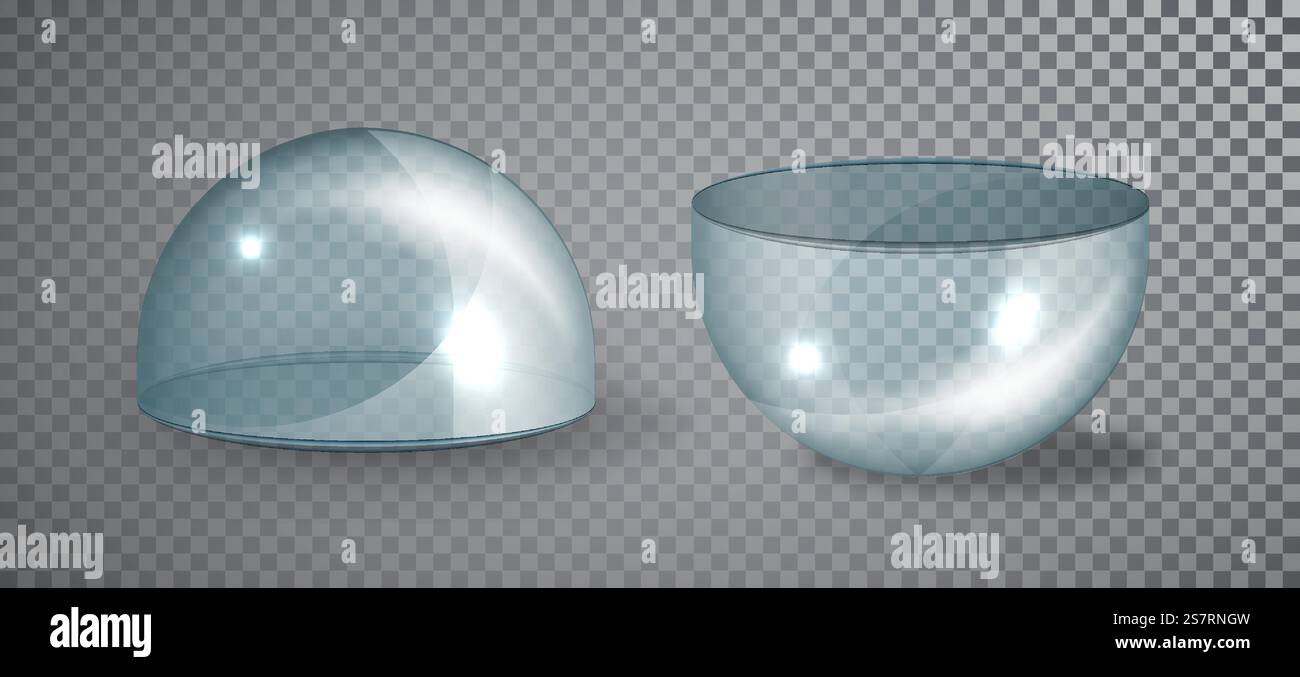 Transparent glass semi-sphere isolated set. Vector illustration ...