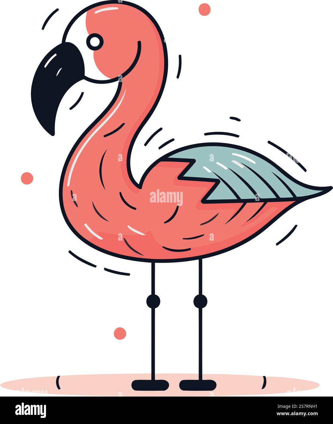 Flamingo doodle. Vector illustration in cartoon style Stock Vector ...