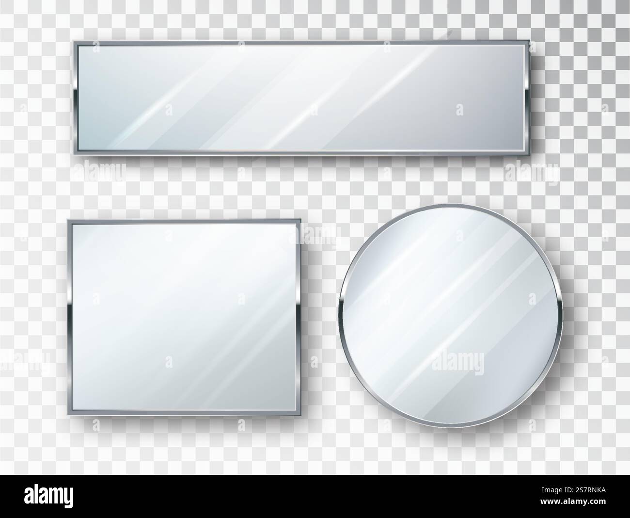 Mirrors set of different shapes isolated. Mirror frames or mirror decor ...