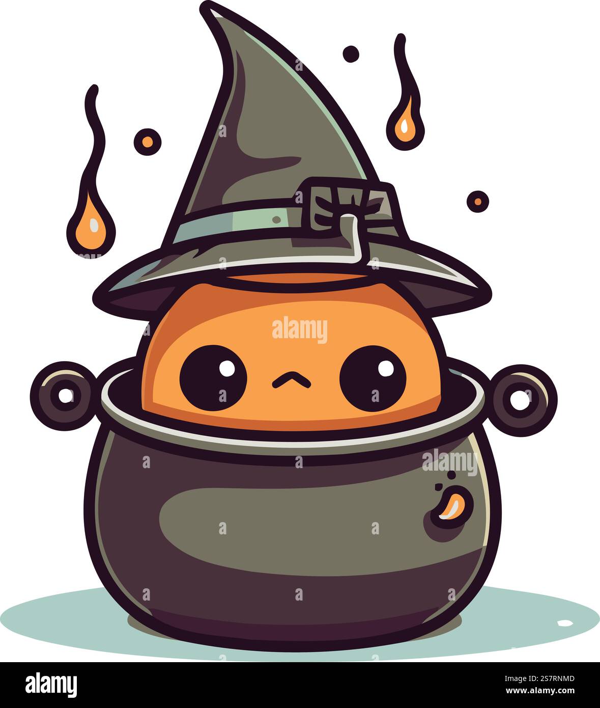 Cute Halloween witch cauldron. Cute cartoon vector illustration Stock ...