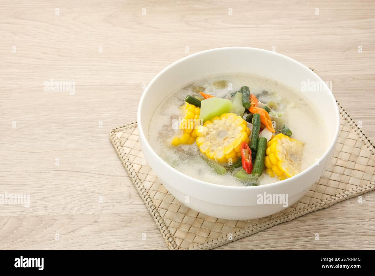 Sayur Lodeh, Indonesian traditional food. Made from corn, chayote, long ...