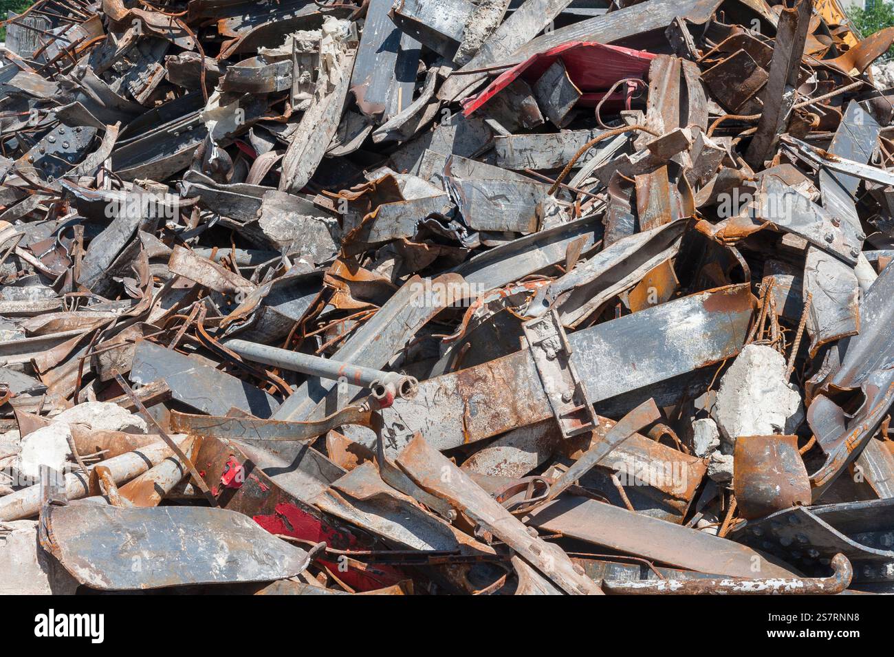 Mound of scrap metal following the deconstruction of a building. France ...