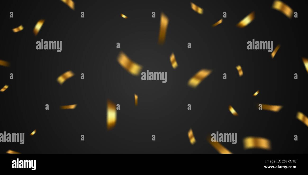 Golden confetti and zigzag ribbon falling from above streamer, tinsel vector Stock Vector Image ...