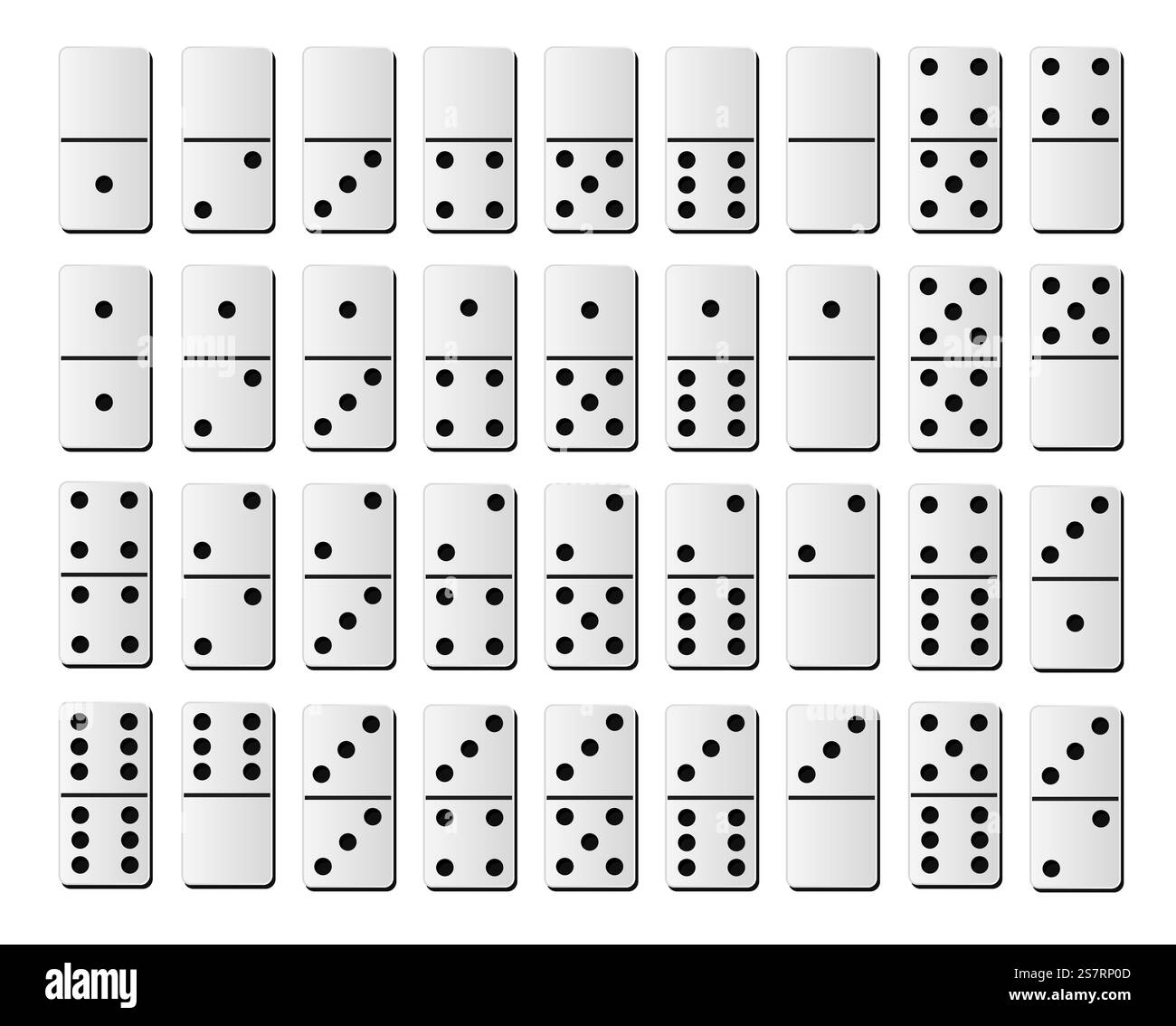Dominoes or domino tiles white vector isolated realistic mockups with ...