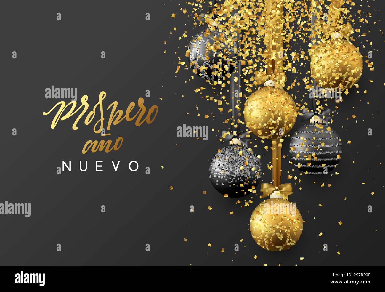 Spanish Prospero ano Nuevo. Feliz Navidad. Christmas greeting card ...