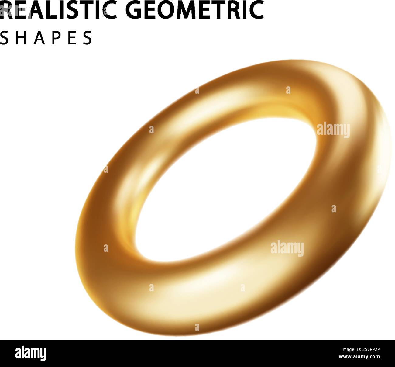 Realistic tor isolated on white background. Vector geometric 3d golden ...