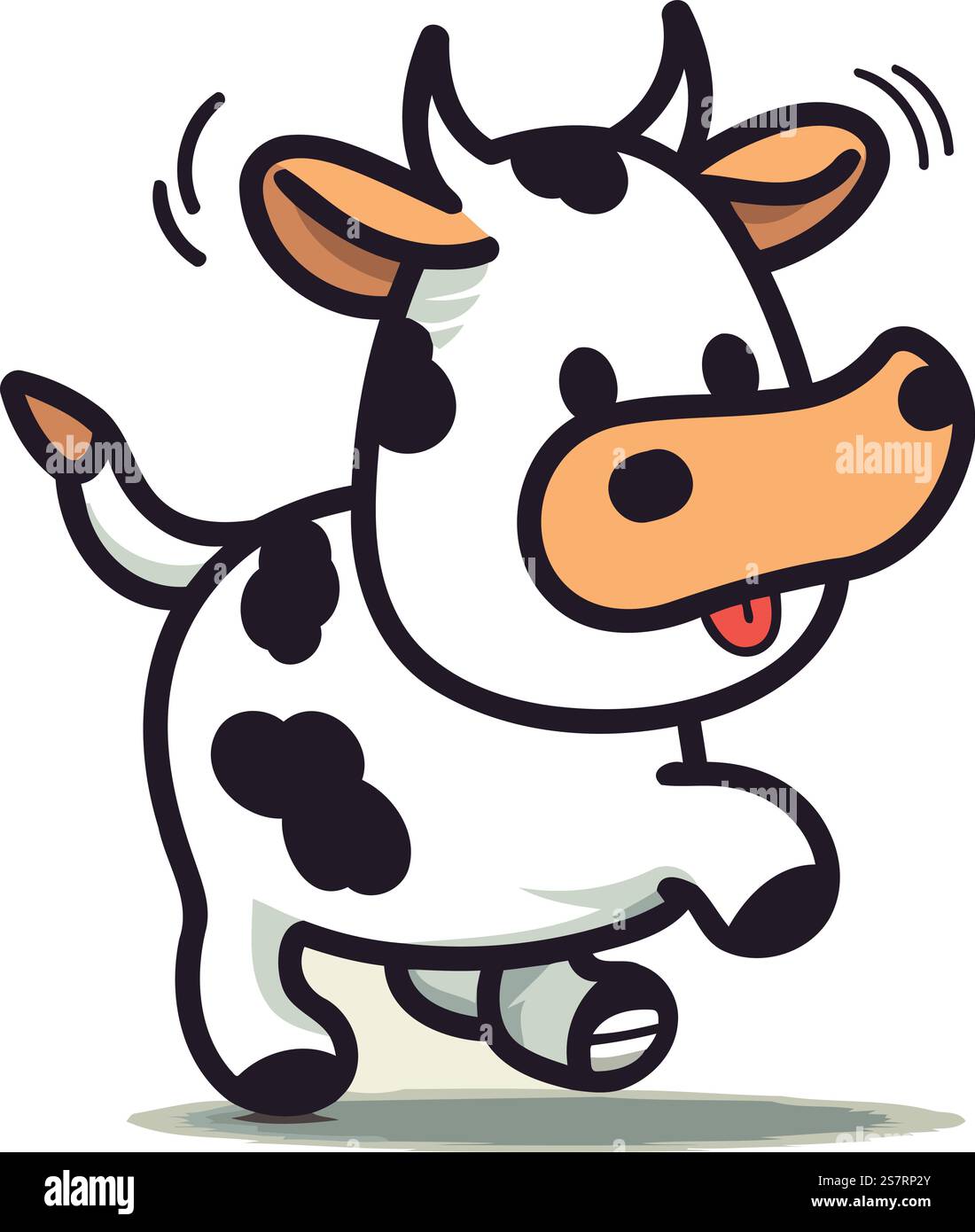 Cartoon cow jumping. Vector illustration isolated on a white background ...