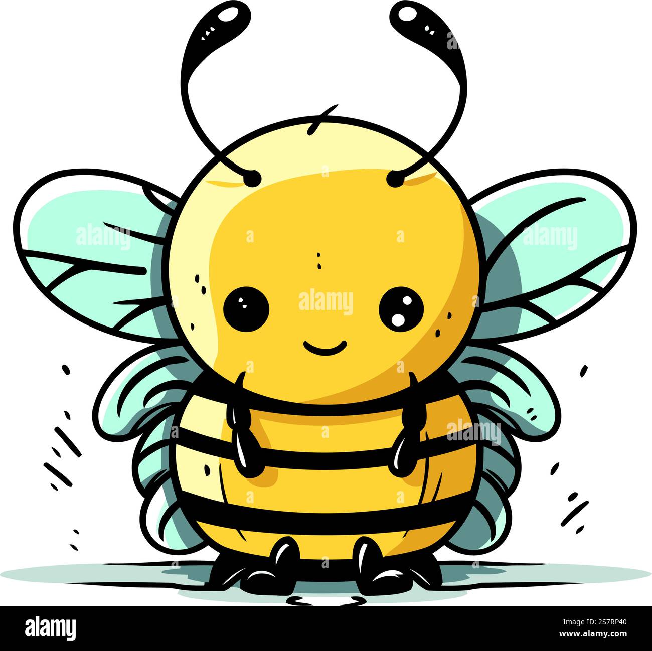 Cute cartoon bee. Vector illustration. Isolated on white background ...