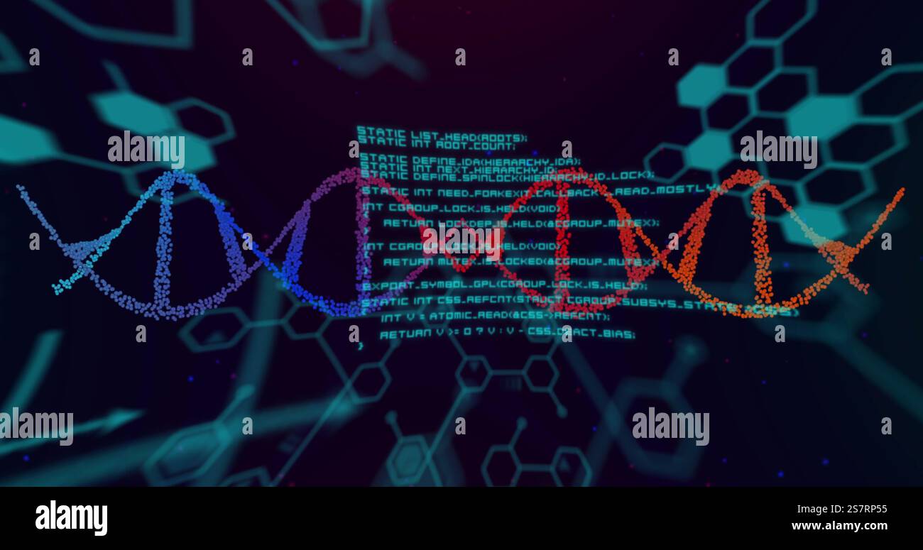 Image of dna strand and scientific data processing Stock Photo - Alamy