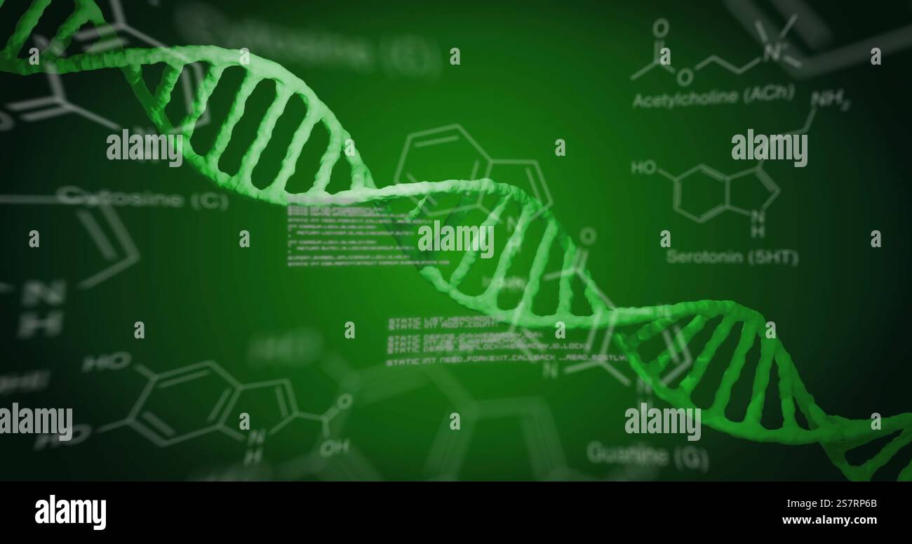 Image of dna strand and scientific data processing Stock Photo - Alamy