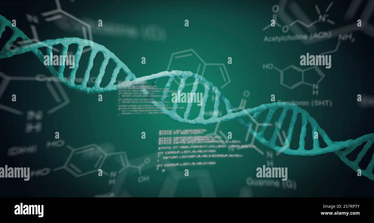 Image of dna strand and scientific data processing Stock Photo - Alamy