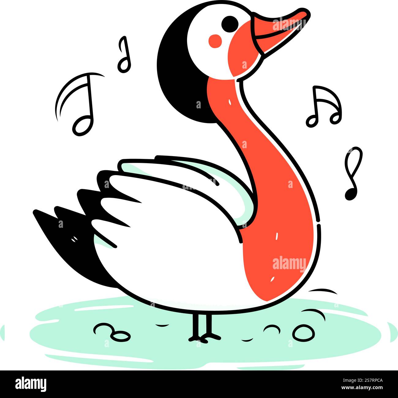 Illustration of a cute cartoon goose with notes. Vector illustration ...