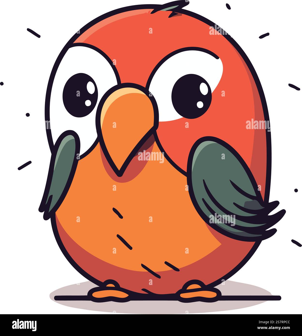 Vector illustration of cute cartoon red bird. Isolated on white ...