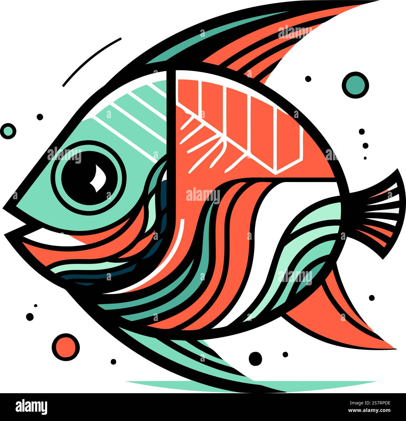 Vector illustration of a stylized fish on a white background. Vector ...