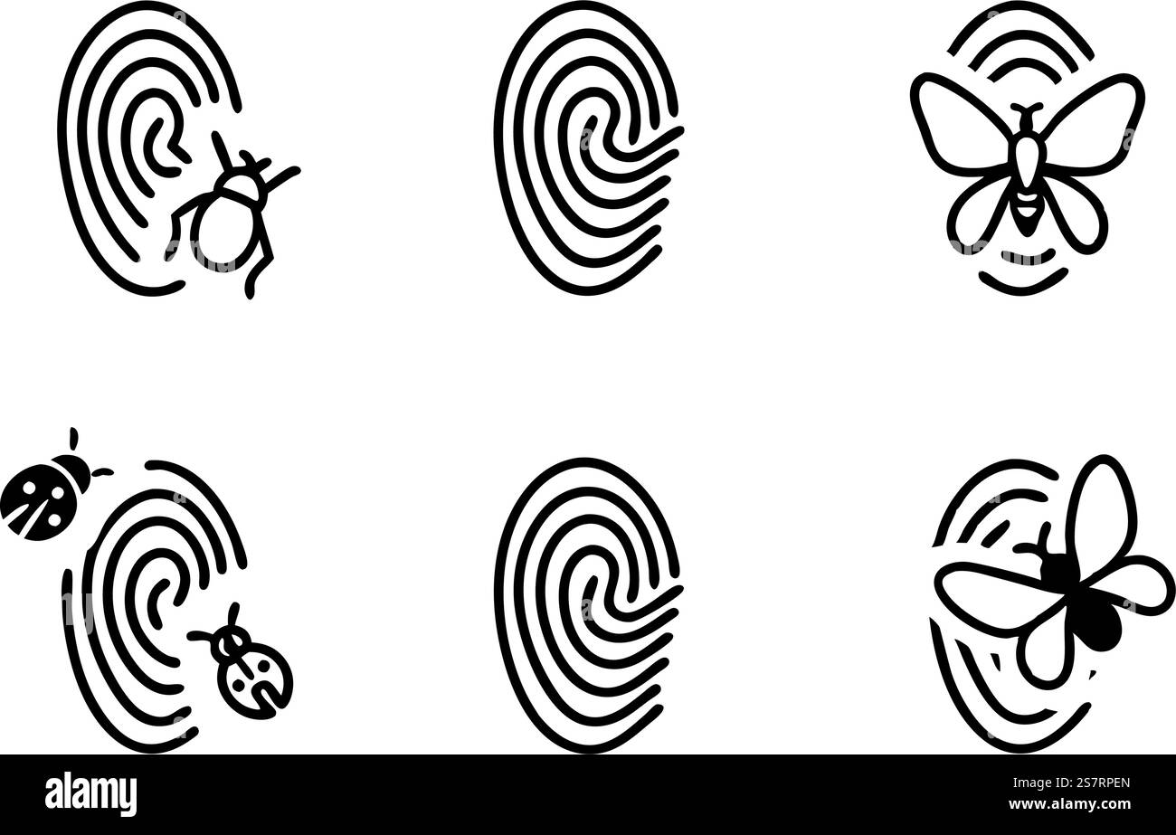 Fingerprint and bug design fusion, featuring ladybug and butterfly ...