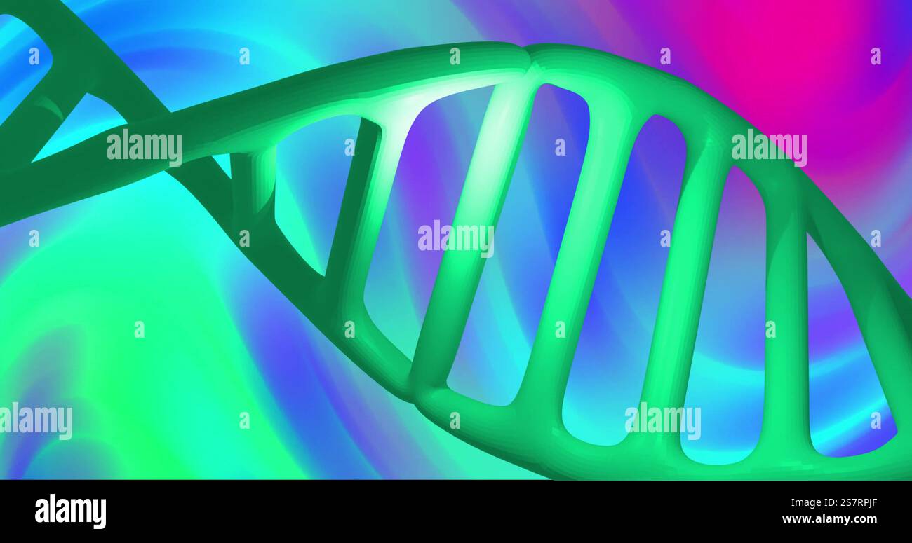 DNA strand image over colorful abstract background. Genetics ...