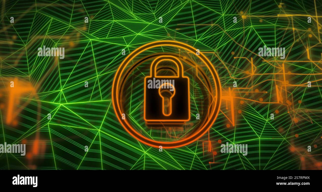 Lock symbol and network lines, cybersecurity image Stock Photo - Alamy