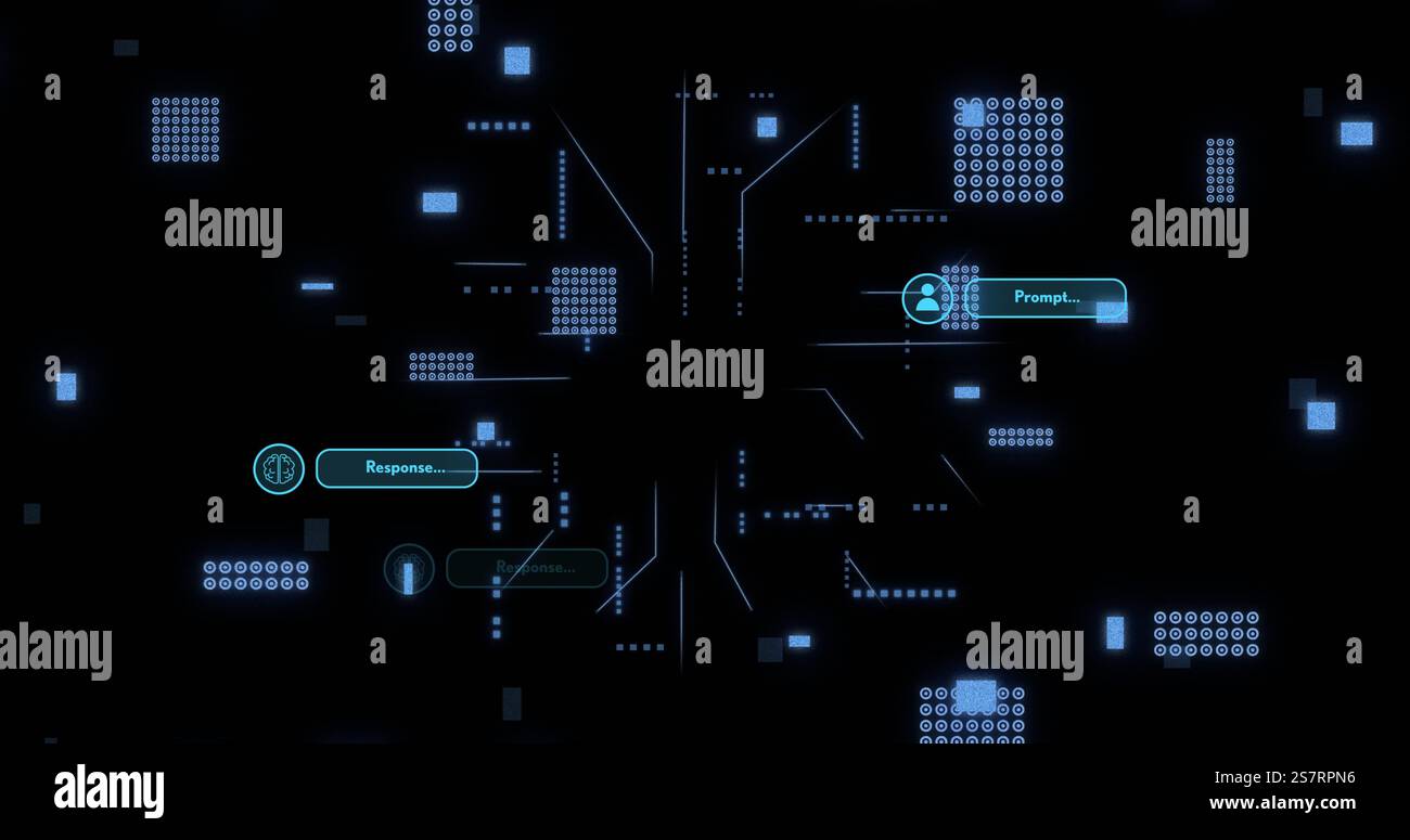 Digital interface with Response and Prompt text, futuristic data ...