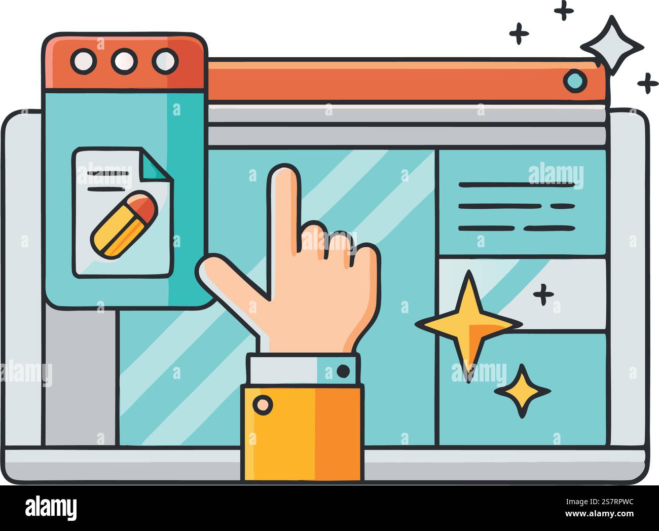 Digital artwork featuring a modern web application interface with ...