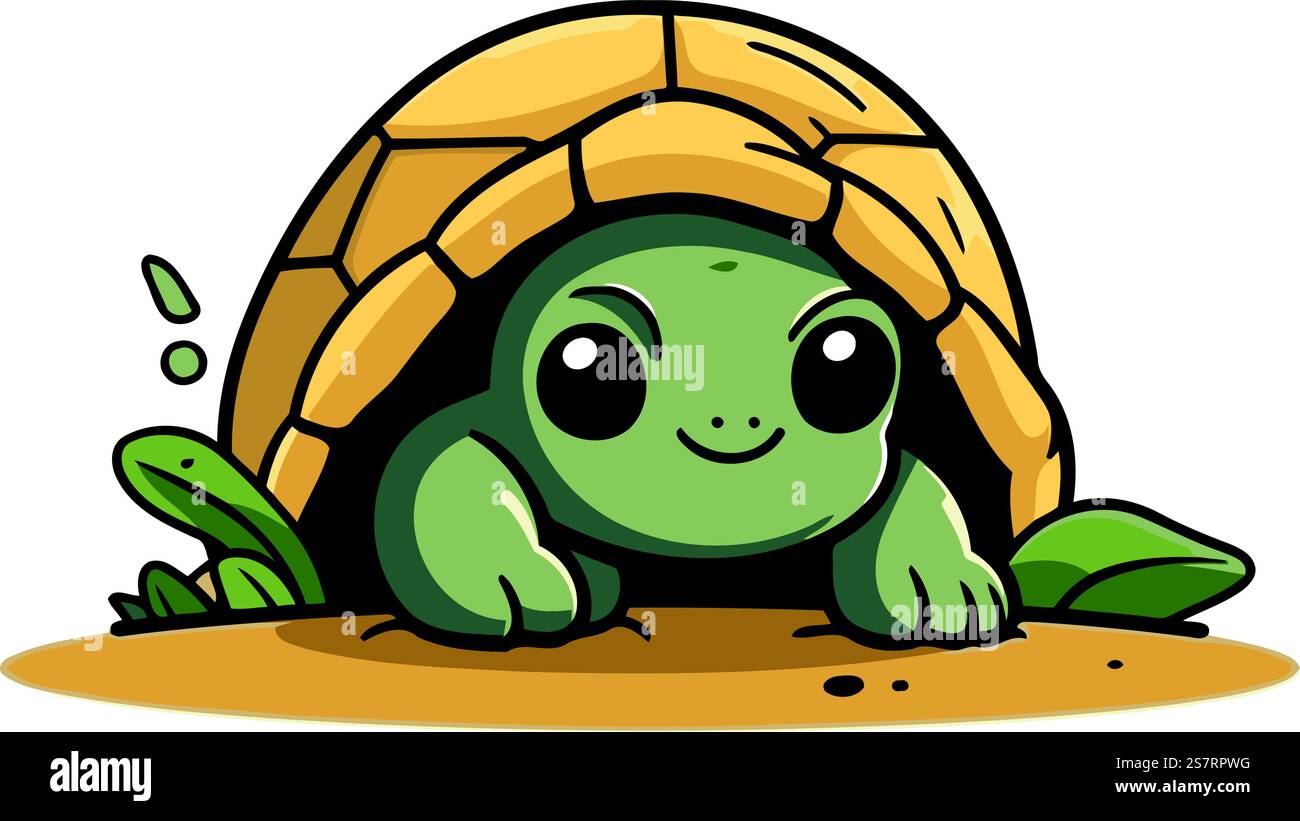 Cute little turtle cartoon vector illustration. Cute tortoise character ...