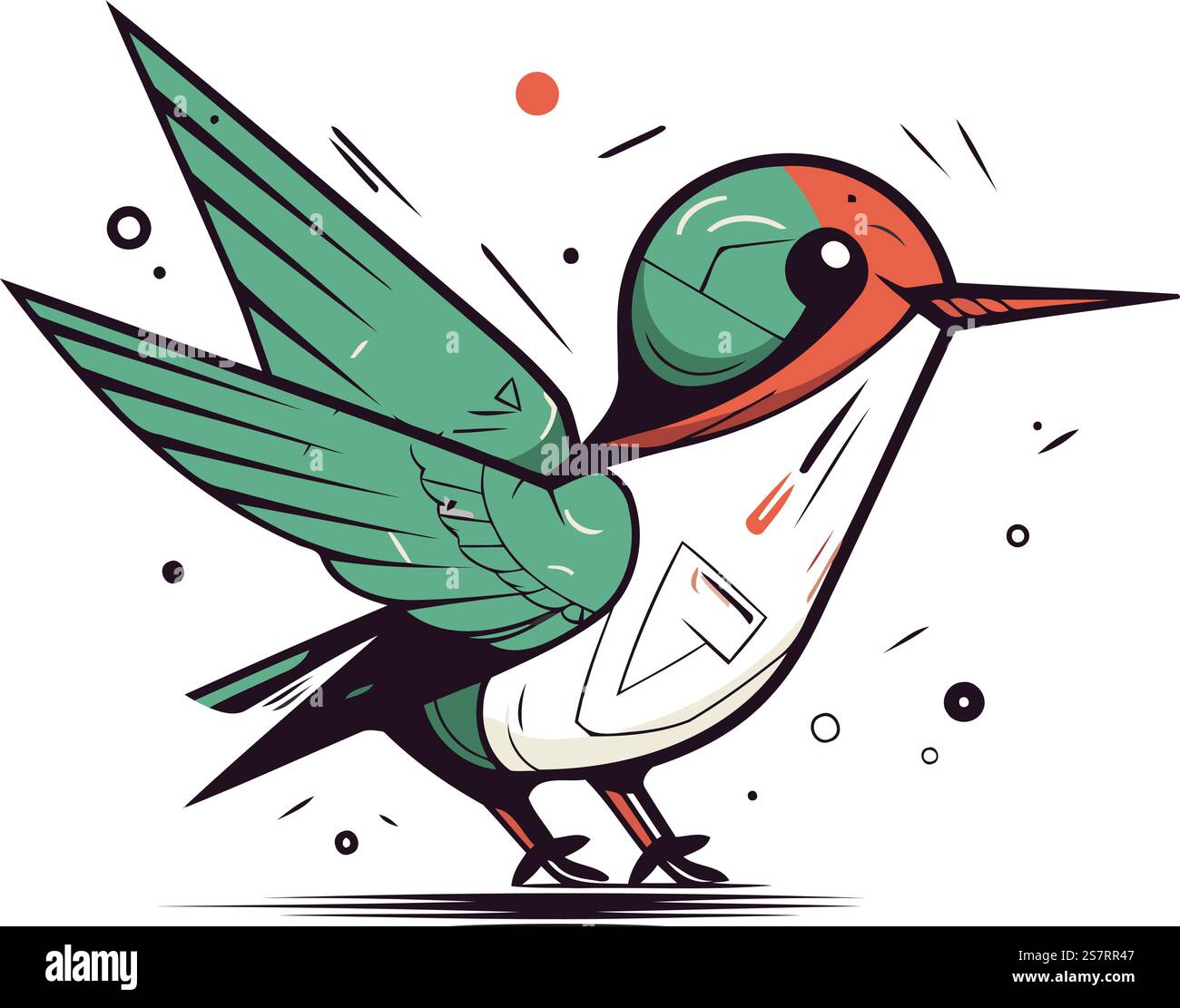 Vector illustration of a cute cartoon swallow bird isolated on white ...