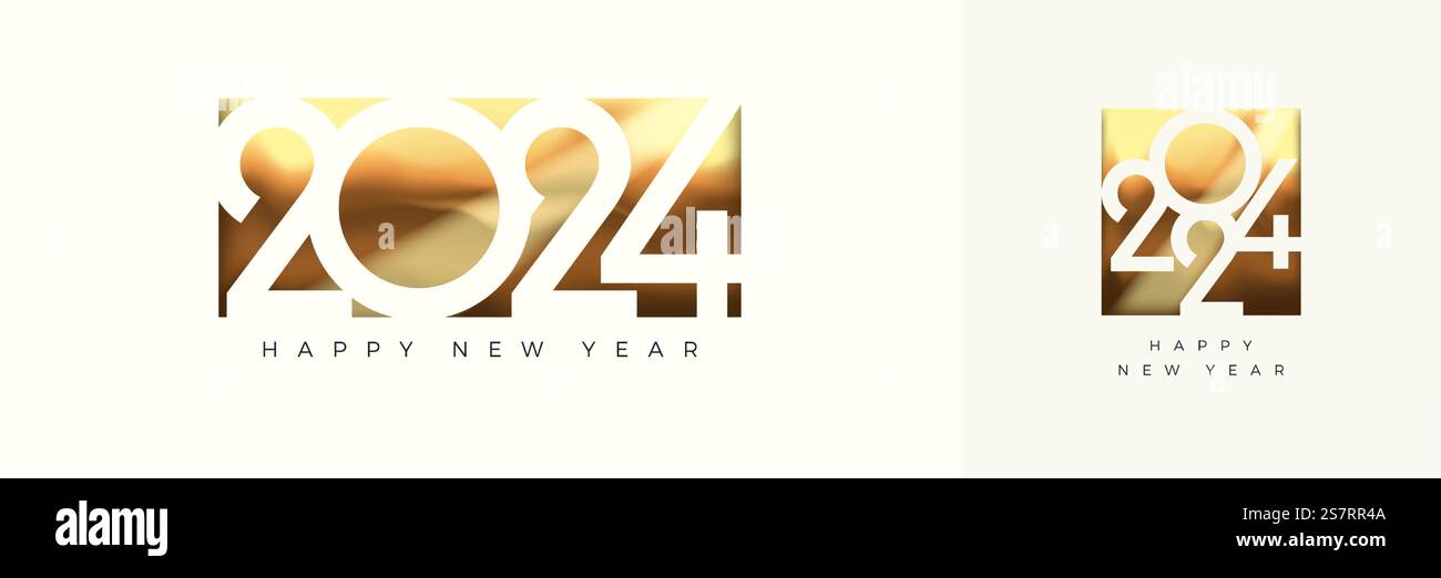 Happy new year 2024 numbers square and rectangular design. With ...