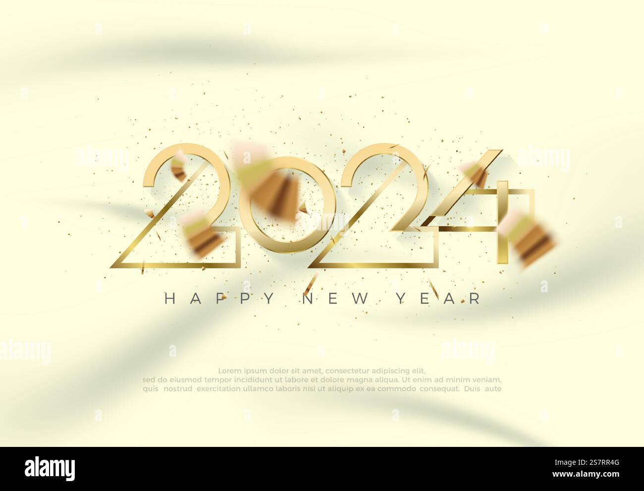 Unique 2024 number design, luxury and shiny gold color. New year theme ...